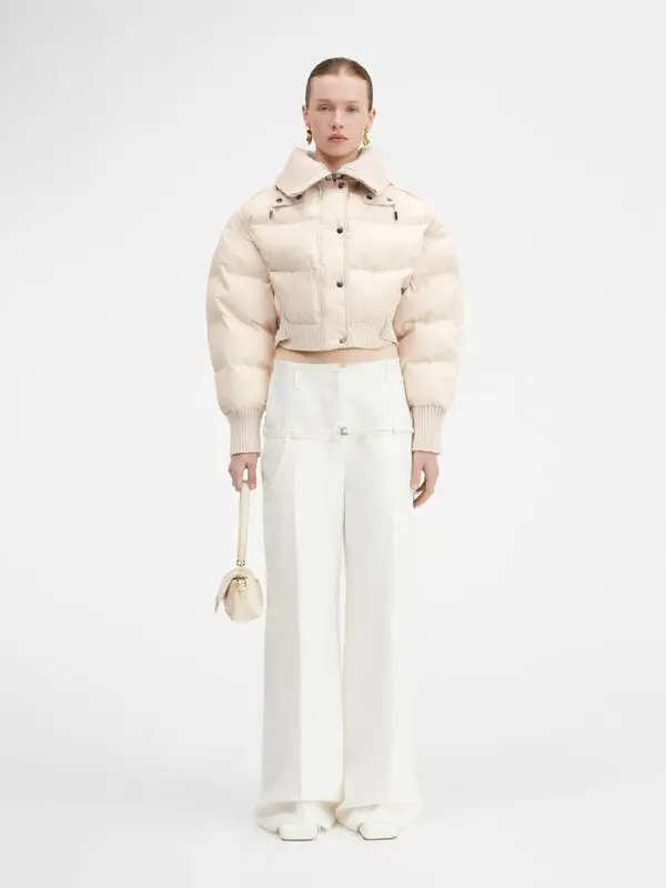 Jacquemus Collared Cropped Puffer Jacket - White