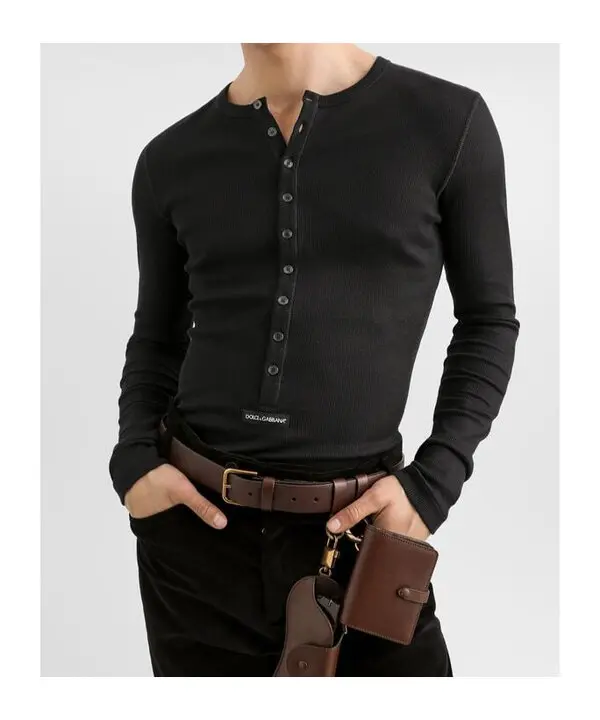 Dolce & Gabbana Dolce Gabbana Henley Long Sleeve T-shirt