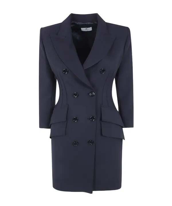 Elisabetta Franchi Double-breasted Coat Dress - Black