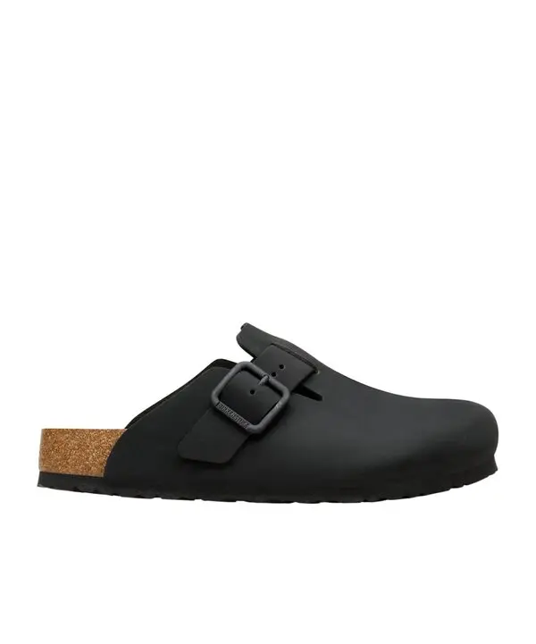 BIRKENSTOCK Boston Nubuck Leather Mules - Black