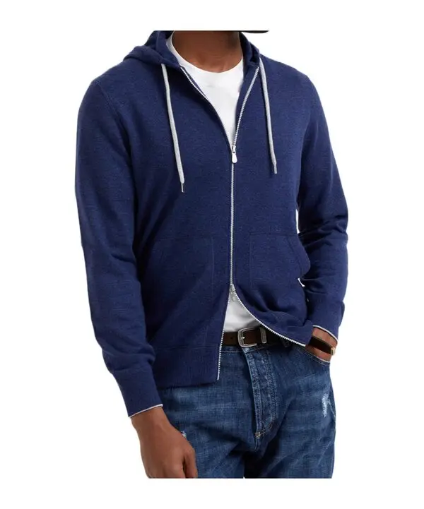 Brunello Cucinelli Hooded Cashmere Cardigan - Indigo