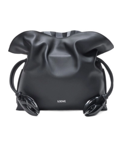 Loewe Medium Flamenco Clutch In Nappa Calfskin And Check Intarsio - Black/multicolor