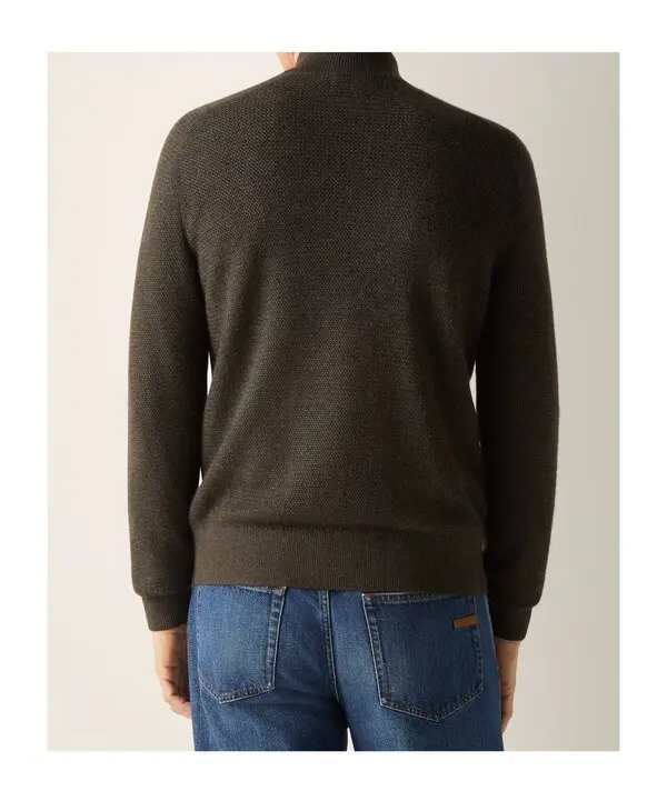 Zegna Dark Olive Green And Dark Grey Cashseta Full Zip Cardigan