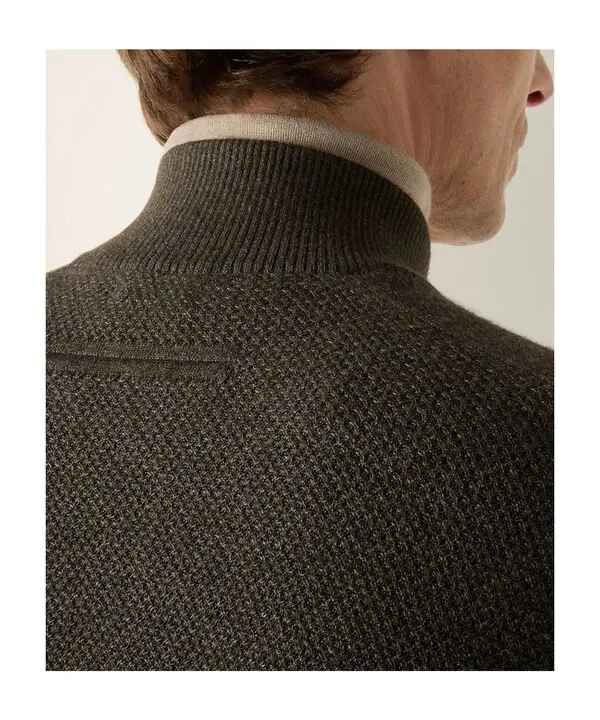Zegna Dark Olive Green And Dark Grey Cashseta Full Zip Cardigan