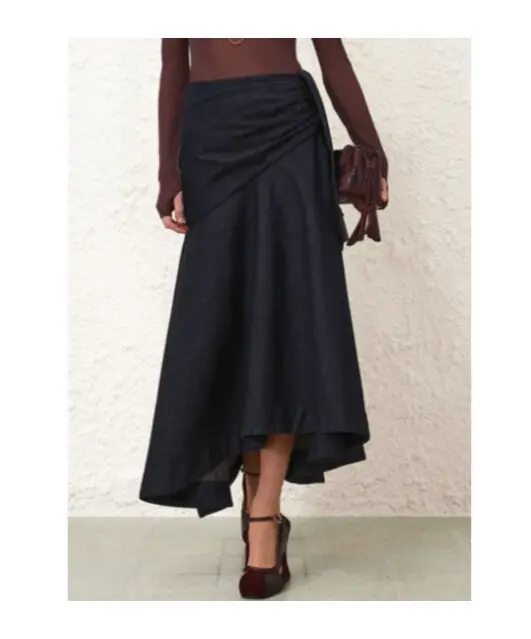 Zimmermann Draped Denim Maxi Skirt