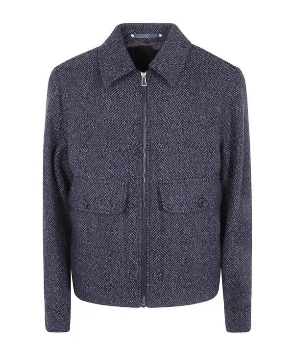 Paul Smith Herringbone-pattern Zip-up Jacket - Grey
