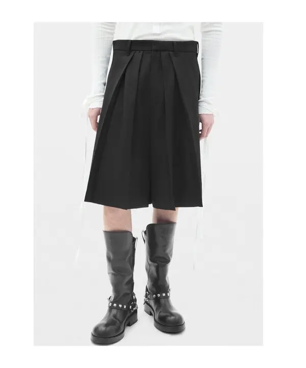ANN DEMEULEMEESTER Pleated Wide-leg Bermuda Shorts