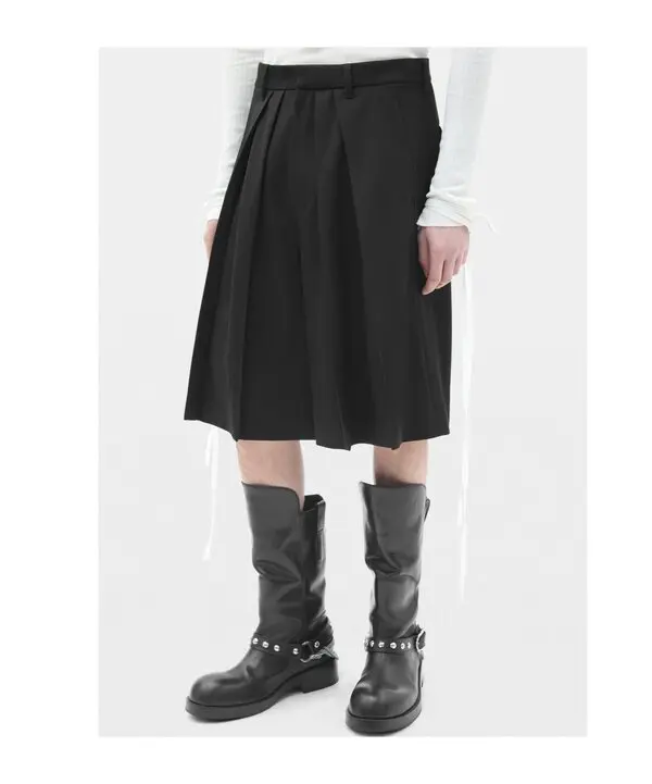 ANN DEMEULEMEESTER Pleated Wide-leg Bermuda Shorts
