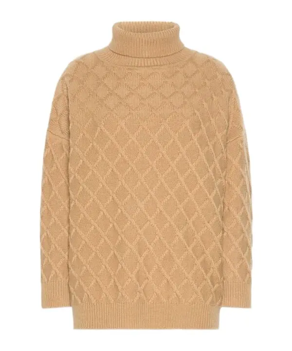 Max Mara Oversized Diamond Wool And Cashmere Sweater - Camel