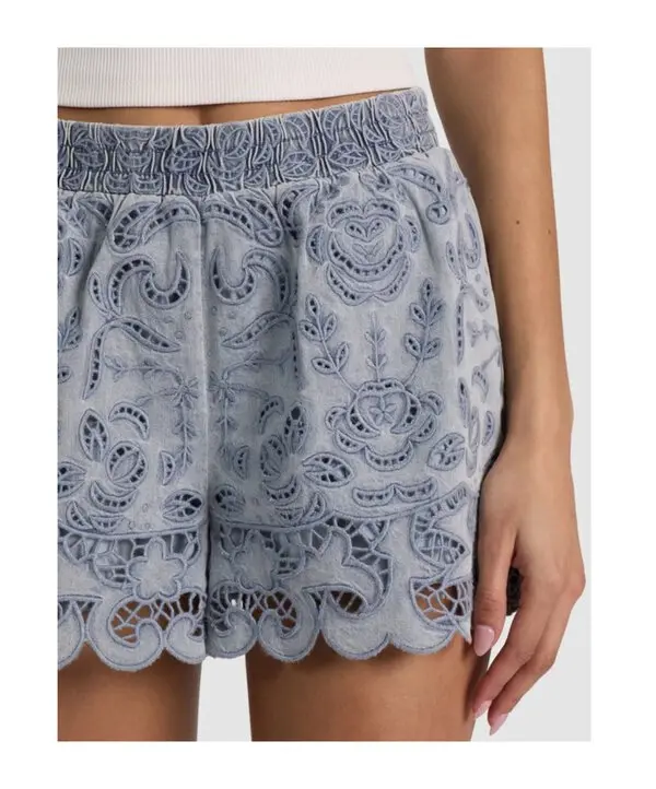 ALICEOLIVIA Alice Olivia Kenley Eyelet Denim Shorts