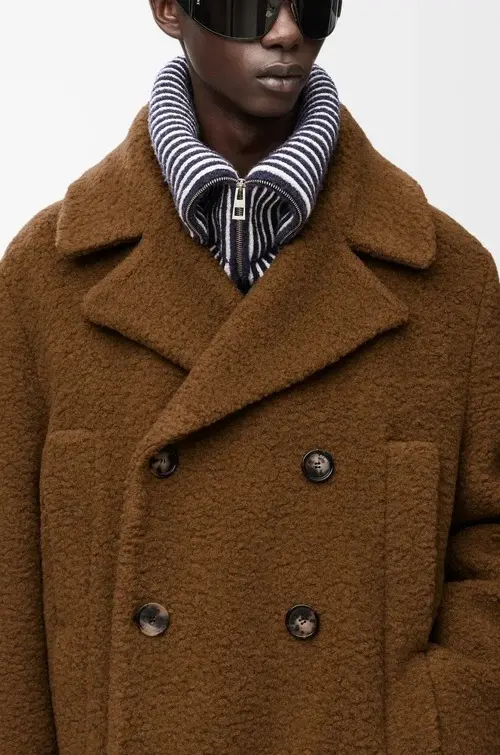 Loewe Peacoat In Wool And Mohair Blend
