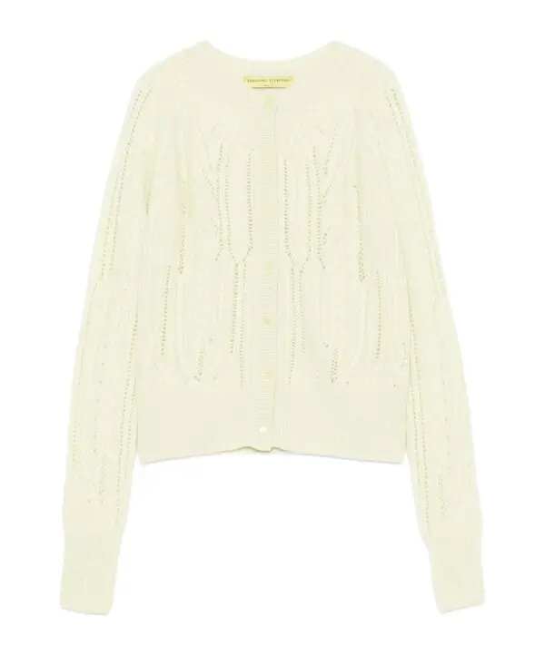 Ermanno Scervino Cable-knit Pointelle-detail Cardigan