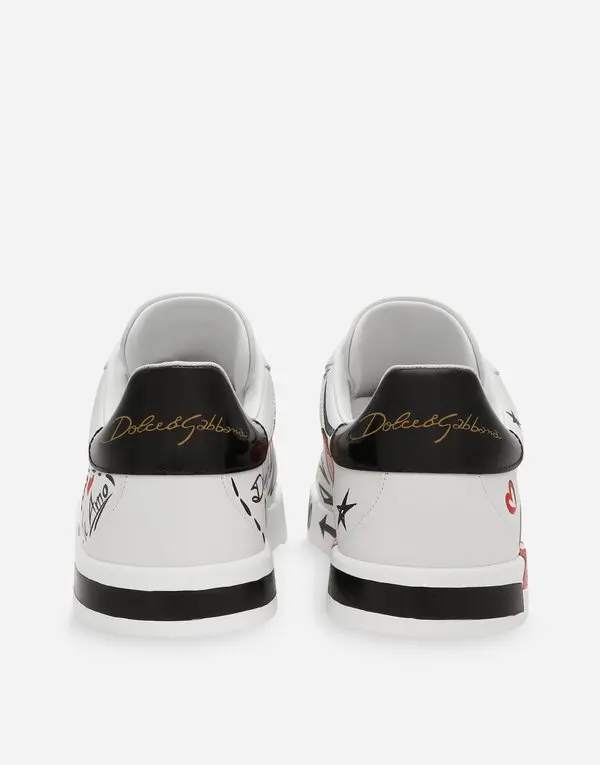 Dolce & Gabbana Graffiti-print Leather Sneakers