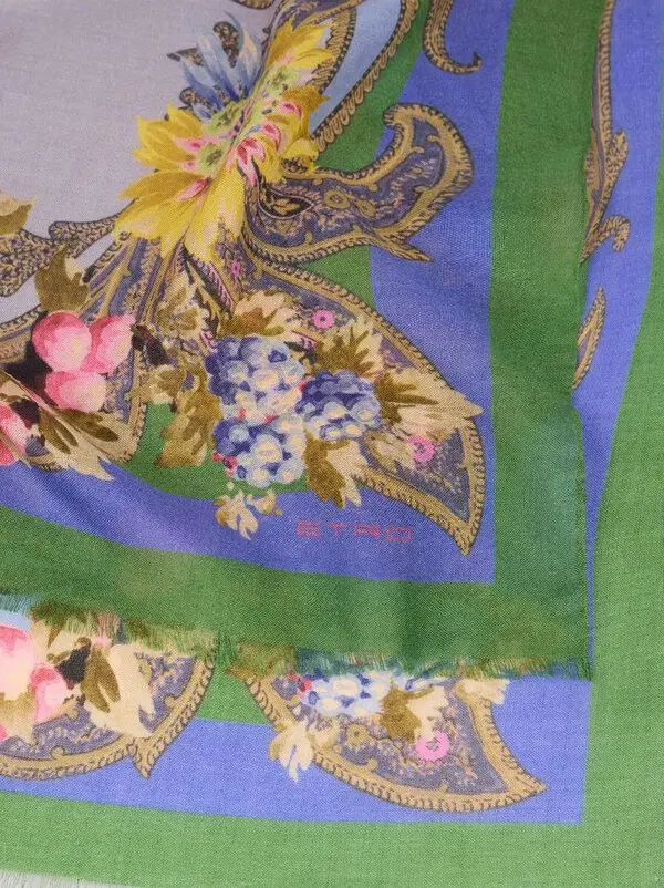 Etro Floral-paisley Scarf - Light Blue
