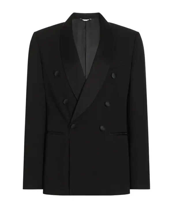 Dolce & Gabbana Double-breasted Tuxedo Jacket In Techno Gabardine