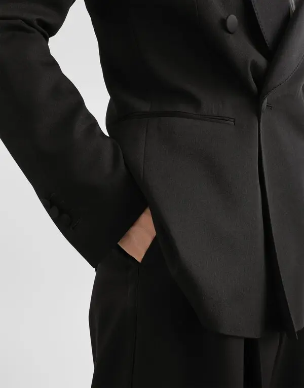 Dolce & Gabbana Double-breasted Tuxedo Jacket In Techno Gabardine