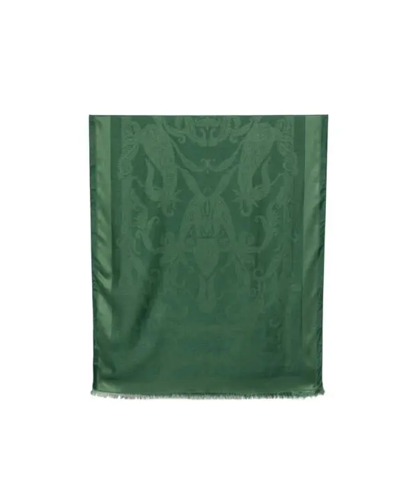 Etro Paisley-jacquard Fringed Scarf - Green