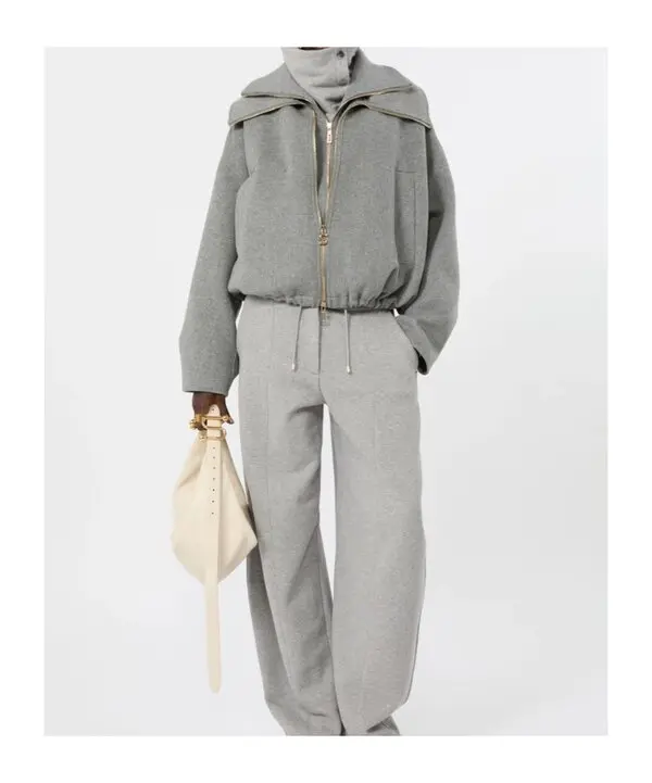 Sportmax Pure Wool Bomber Jacket With Removable Bib Medium Grey