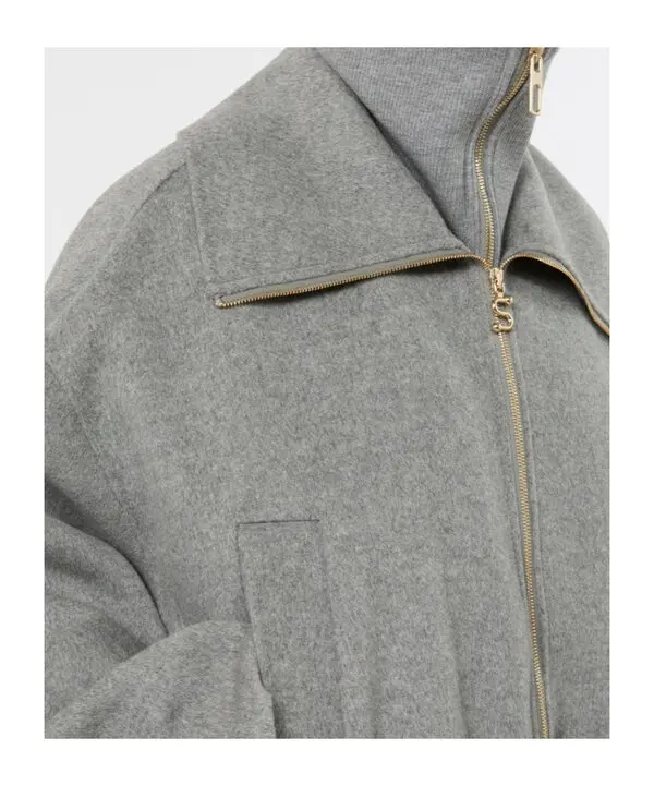 Sportmax Pure Wool Bomber Jacket With Removable Bib Medium Grey
