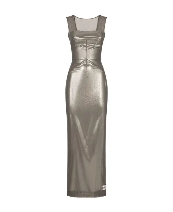 Dolce & Gabbana Dolce Gabbana Kim Dolcegabbana Metallic Sleeveless Dress - Gray