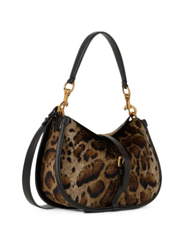 Etro Medium Pony Bag In Velvet With Leopard Motif