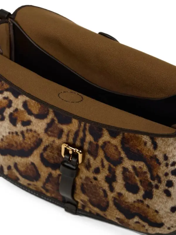 Etro Medium Pony Bag In Velvet With Leopard Motif