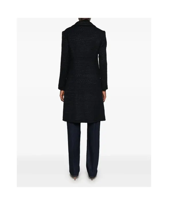 Etro Tweed Notched-lapels Coat - Navy Blue