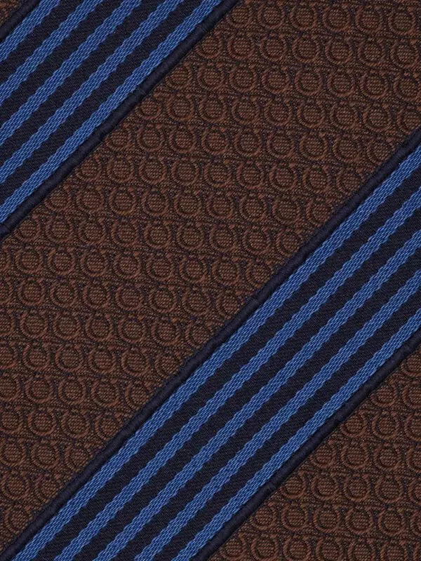 FERRAGAMO Regimental Gancini Silk Jacquard Tie
