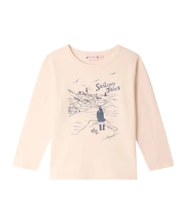 Bonpoint Magali T-shirt With Sailor's Tales Print In Organic Cotton