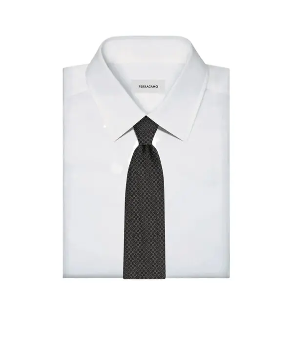 FERRAGAMO Gancini Micro Jacquard Silk Tie