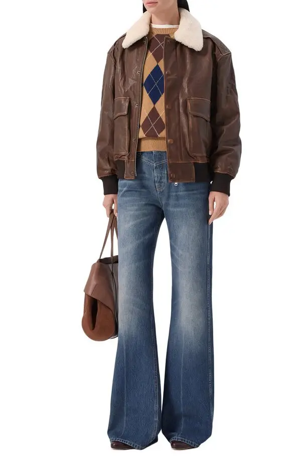 DUNST Oversized Shearling Collar Jacket
