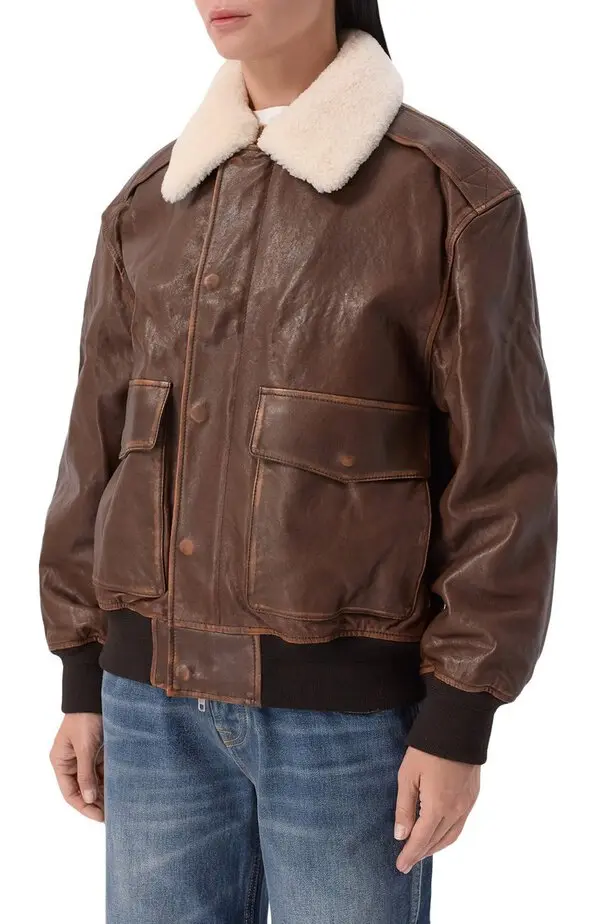 DUNST Oversized Shearling Collar Jacket