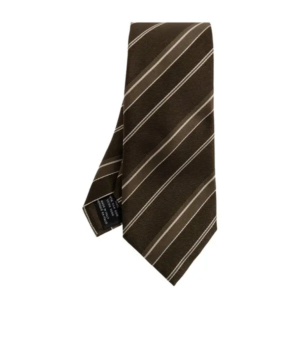 TOM FORD Diagonal Striped Tie - Green