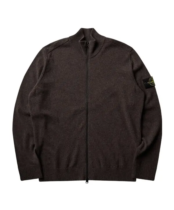 Stone Island Logo-patch Zip-up Wool Sweater