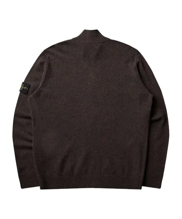 Stone Island Logo-patch Zip-up Wool Sweater