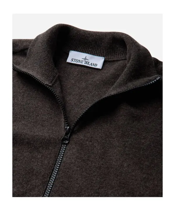 Stone Island Logo-patch Zip-up Wool Sweater