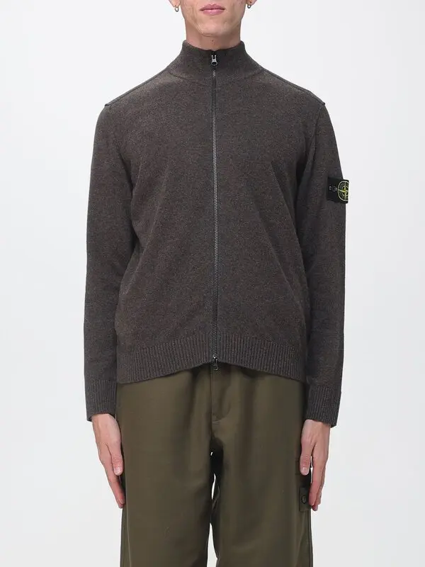 Stone Island Logo-patch Zip-up Wool Sweater