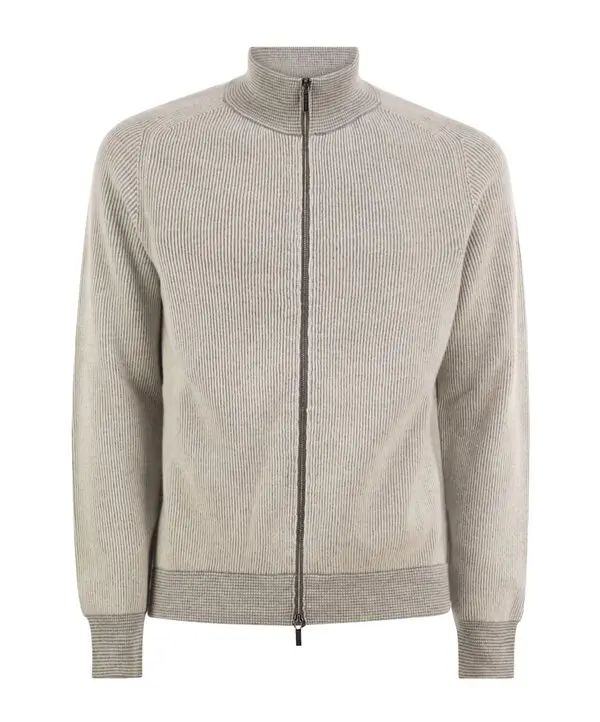 Peserico Long-sleeve Ribbed Casual Jacket - Nude