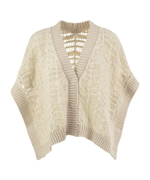 Peserico Openwork Sequin Knit Poncho - No