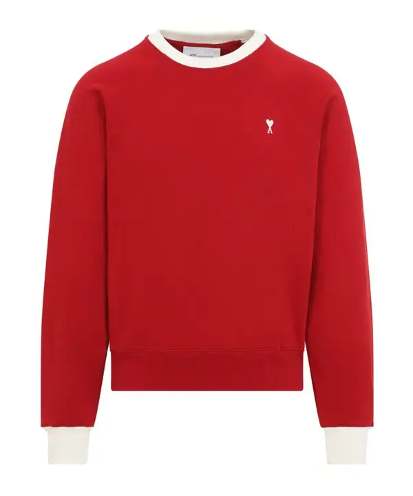AMI Paris Logo Embroidered Crewneck Sweatshirt - Red