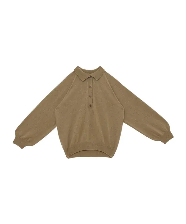 BASERANGE Long-sleeved Knit Polo Shirt