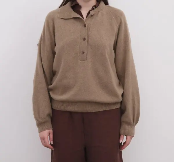 BASERANGE Long-sleeved Knit Polo Shirt
