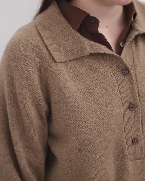 BASERANGE Long-sleeved Knit Polo Shirt