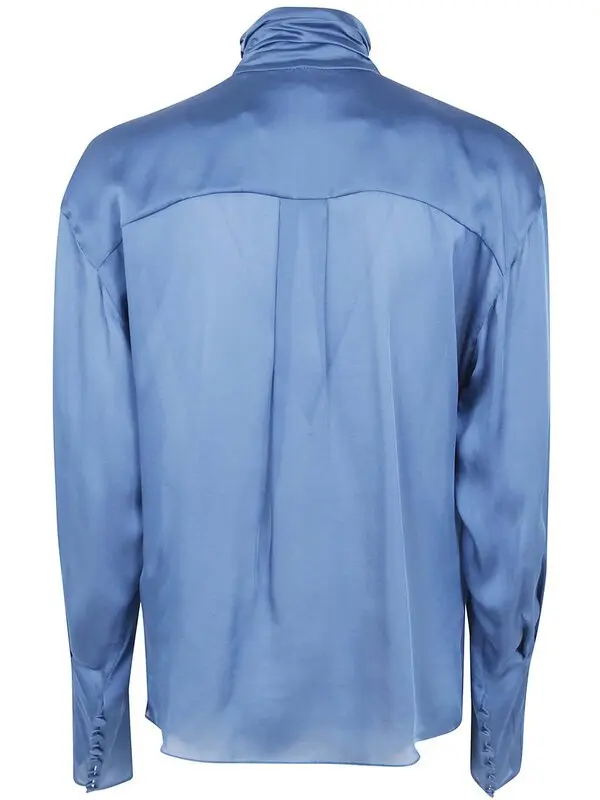 Balmain Pussy-bow Draped Silk Blouse