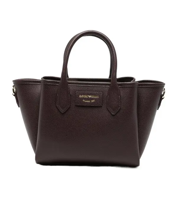 Emporio Armani Grained-leather Tote Bag - Wine/wine