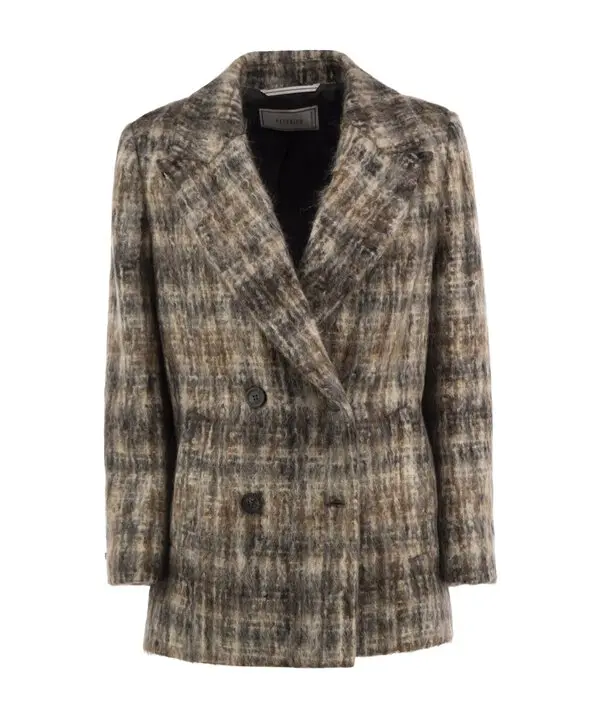 Peserico Brushed Checked Double-breasted Blazer - No