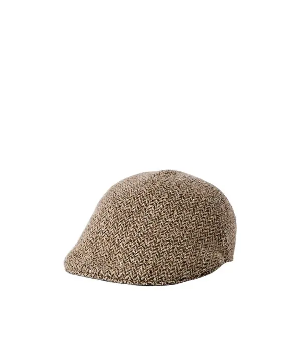 Brunello Cucinelli Dazzling Sparkling Virgin Wool Chevron Flat Hat - Light Brown