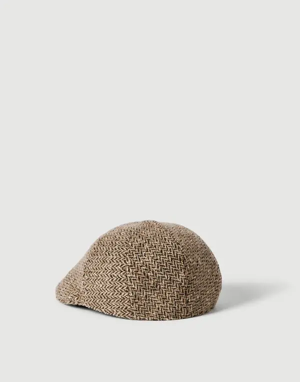 Brunello Cucinelli Dazzling Sparkling Virgin Wool Chevron Flat Hat