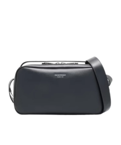Emporio Armani Logo-stamp Leather Shoulder Bag - Black
