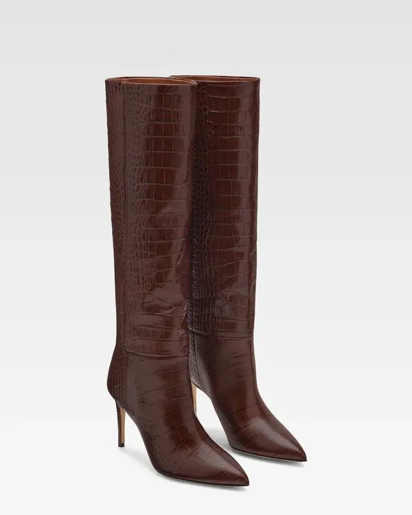 Paris Texas Stiletto 85 Embossed Knee-high Boots - Chocolate-colored